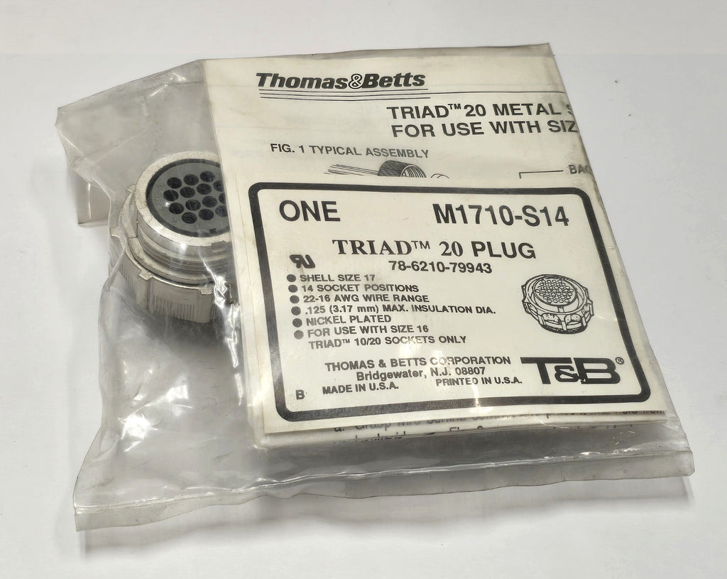 Thomas & Betts M1710-S14 Triad 20 Plug Use Size 16 10/20 Socket - New ...