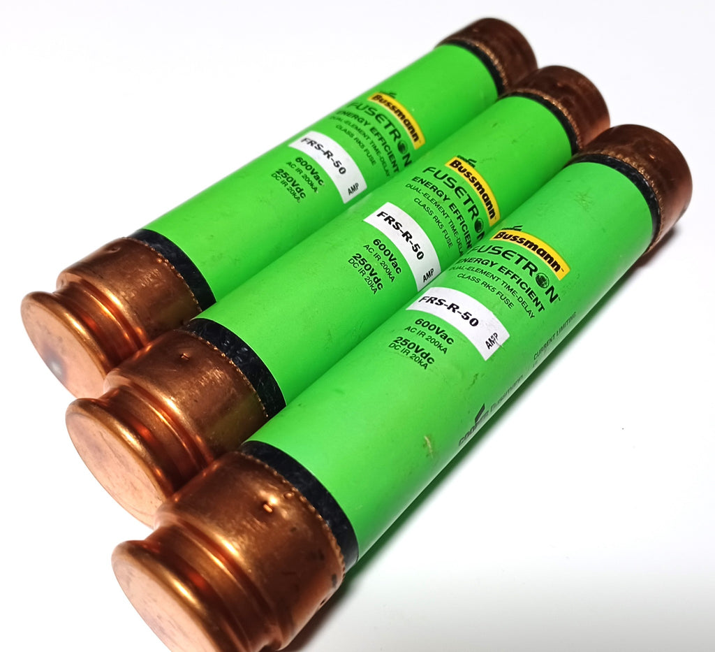 Bussman FRS-R-50 Fusetron 50A Dual Element Time Delay 600VAC Fuses (3 ...