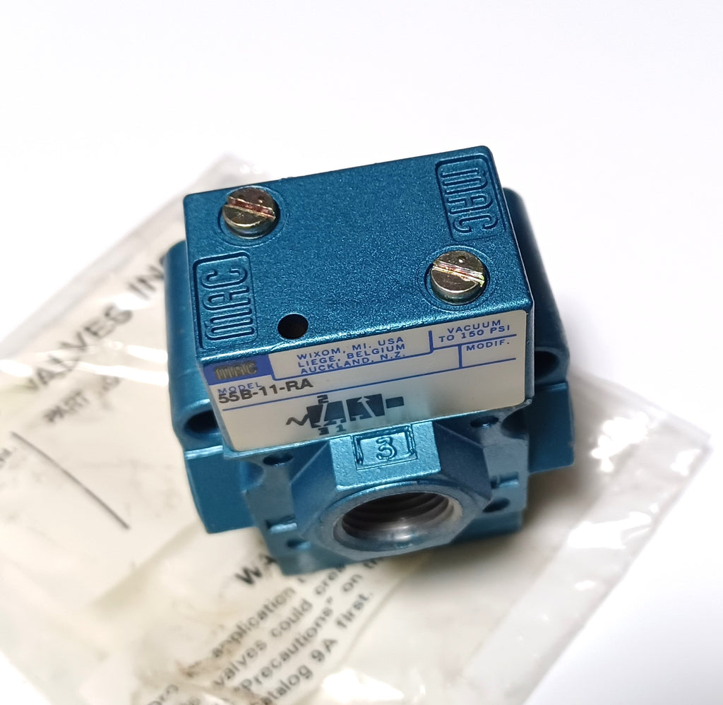 MAC 55B-11-RA 3-Way 2-Position N.C. Balanced Spool Valve 1/4" NPTF VAC ...